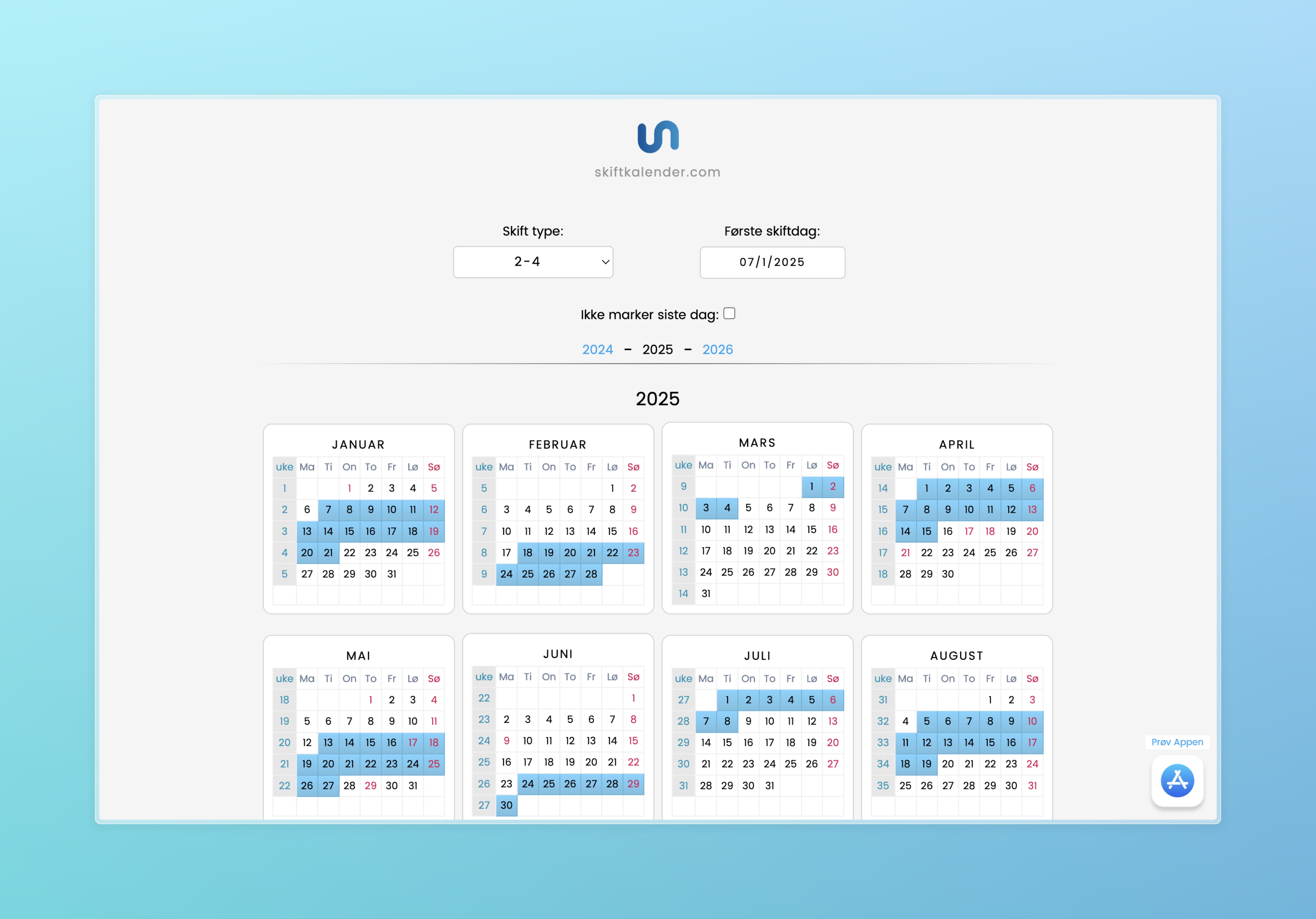 Offshore Skiftkalender